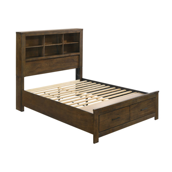 Millwood Pines Edgars Bookcase Headboard Platform Bed, Oak Finish - Wayfair Canada